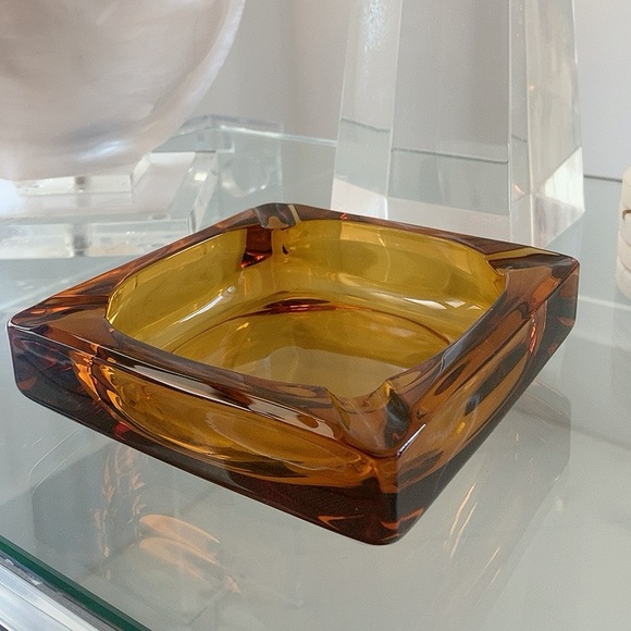 Accents | Gorgeous Vintage Amber Glass Ashtray | Poshmark